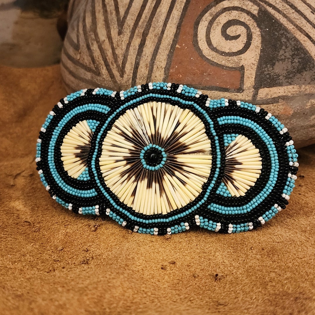 Rare Beaded Belt Buckle With Quills, Native American Jewelry Buckle ...