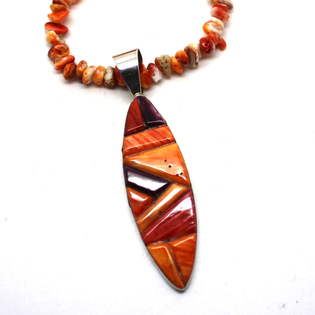 Spiny Oyster Shell Beaded Necklace Navajo Spiny Oyster Cobblestone ...