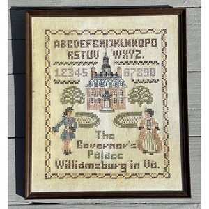 Vintage 20th C. Needlepoint Cross Stitch Sampler Embroidery Williamsburg - Etsy