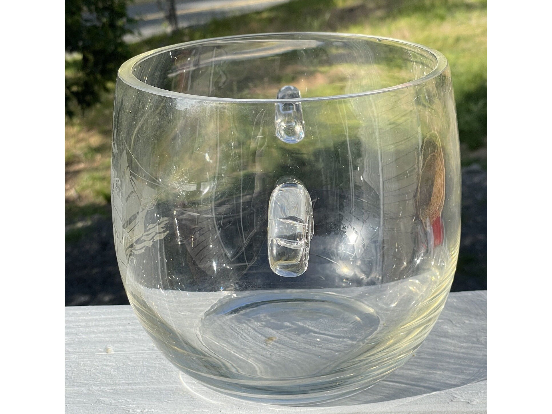 Antique Vintage Blown Glass Champagne Bucket W/ Etched - Etsy