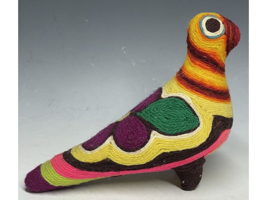 Vintage Huichol Mexican Folk Art Yarn String Bird Figurine Avian ...