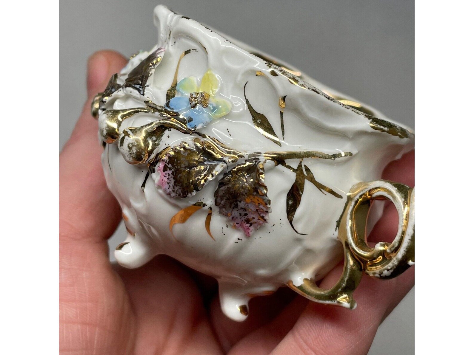 Antique Porcelain Demitasse Teacup Floral Victorian Gilt European Tea ...