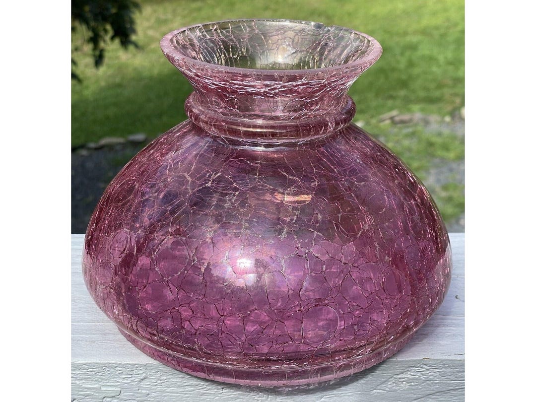 Vintage Crackle Glass 20th C. Cranberry Magenta Lamp Shade 7 Fitter ...