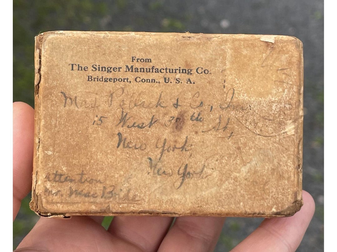 ANTIQUE 'the Singer Manufacturing Co., Cardboard Product Box W/ Pins ...
