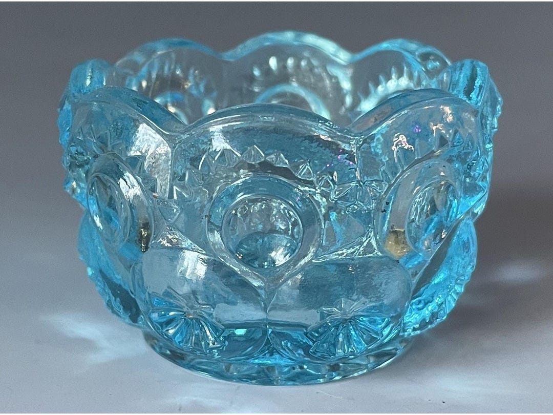 Antique - Vintage '30s LE Smith Moon & Stars Pressed Glass Blue Open ...