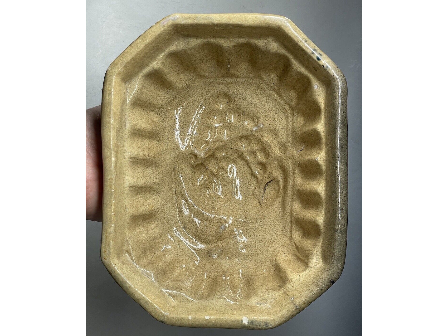 Antique 19th C. Stoneware Yellow Ware Ceramic Grape Jelly Mold ...