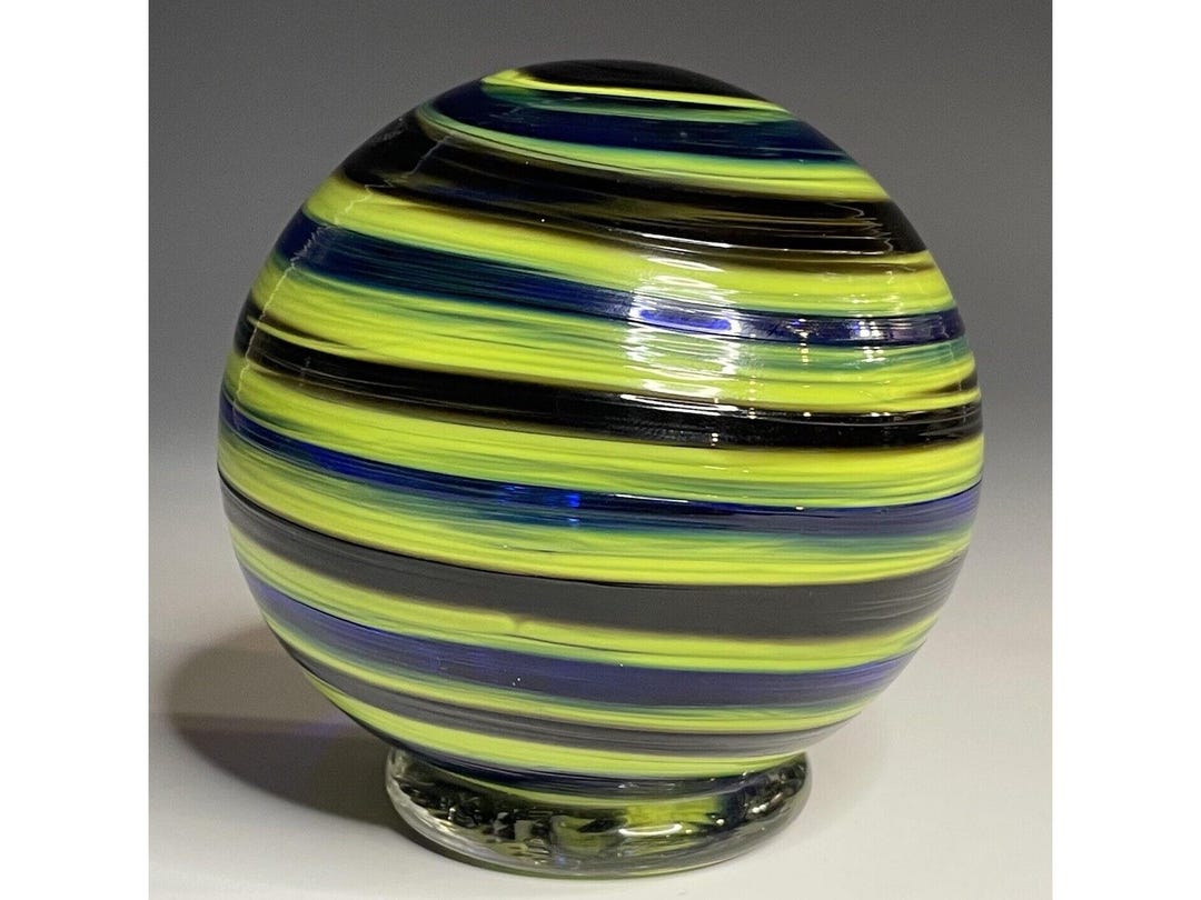 Vintage Corning Art Glass Hand Blown Paperweight Hollow Ball Sculpture ...