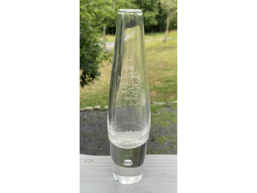 Vintage Steuben Glass Air Bubble Vase Inscribed Love Chance Cannot ...