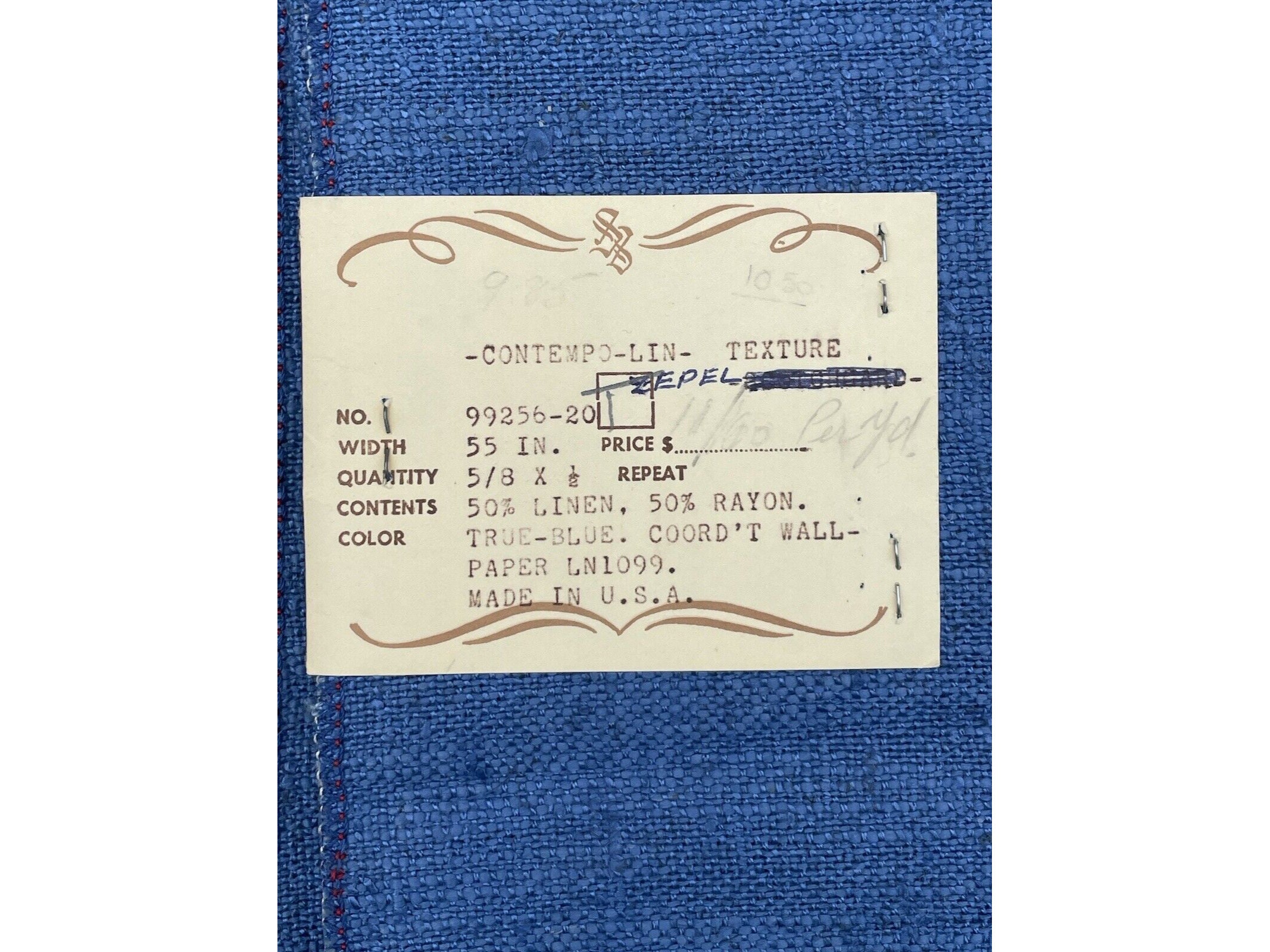 Mid-century Modern Linen True Blue 'contempo Lin' USA Scalamandre Silks ...