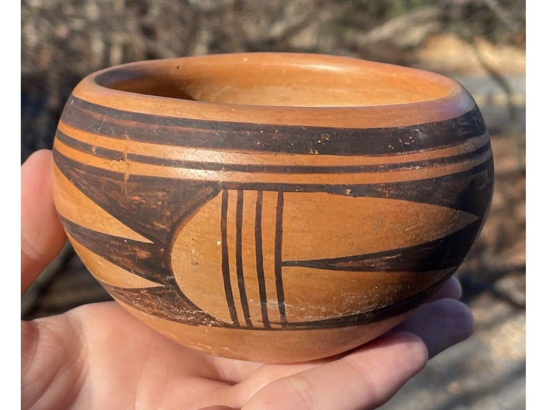 Antique Hopi Native American Pottery Black on Buff Bowl 1920s ...