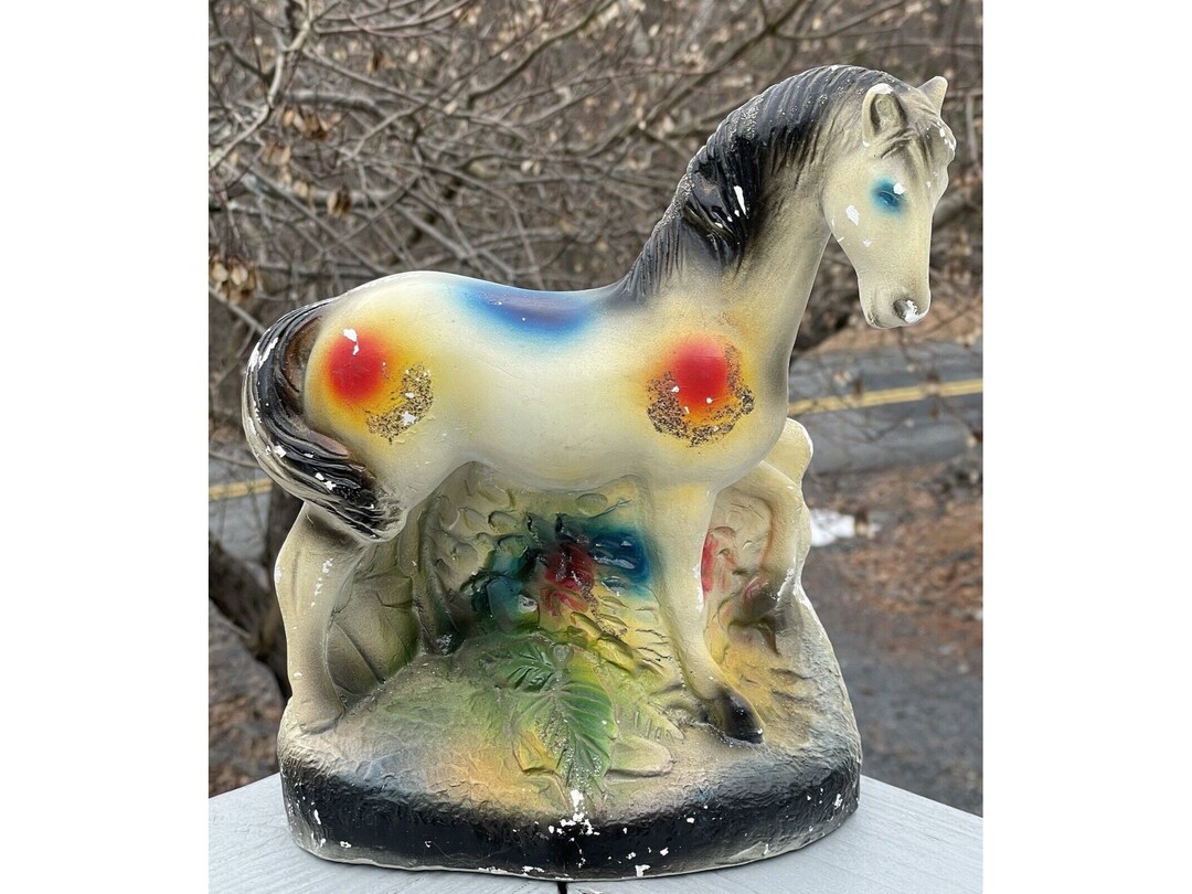 Vintage Early 20th C. Carnival Chalkware Prize Horse Glitter Painted ...