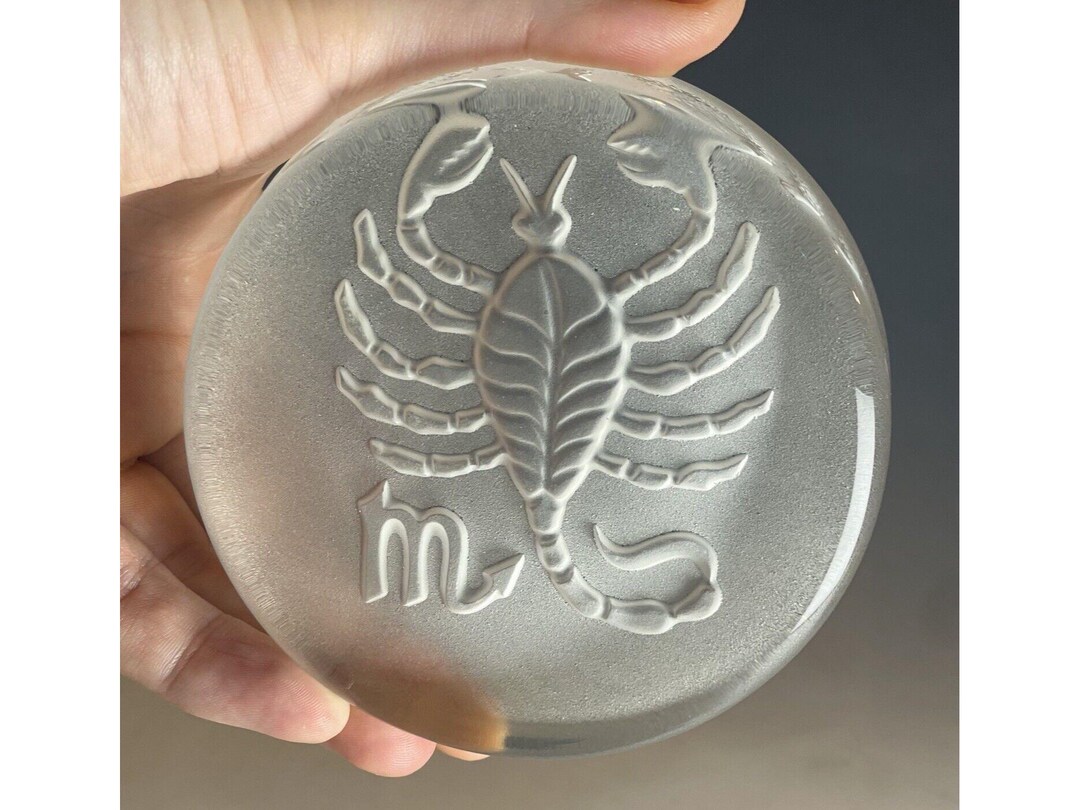 Vintage Frosted Glass Astrology Scorpio Paperweight Sculpture Horoscope ...