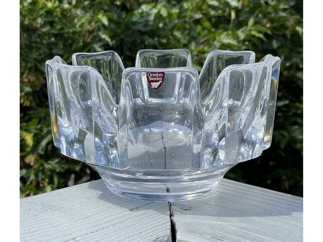 MCM Vintage Scandi Orrefors Glass Bowl Corona Pattern LH 4384 - Etsy
