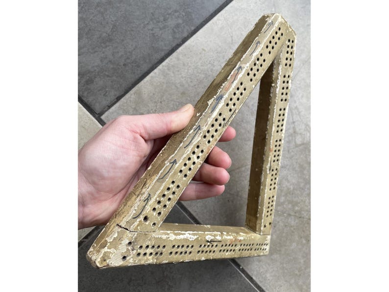 Antique Wooden Cribbage Board Triangle 19th C. Victorian Game Primitive ...