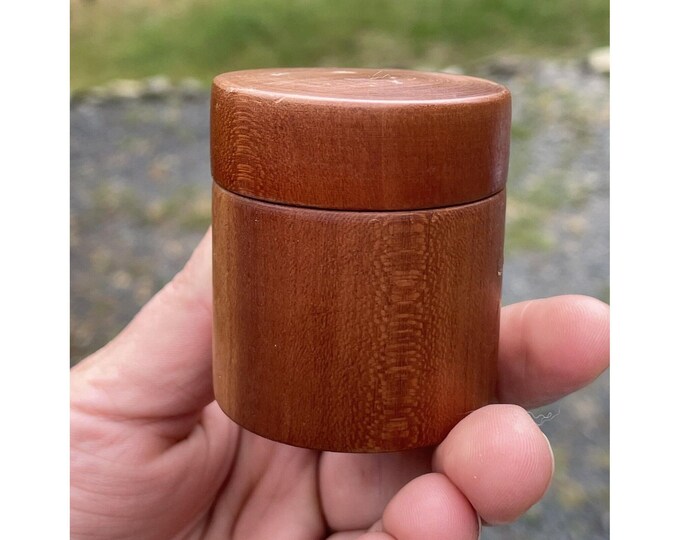 2" Vintage Small Hand Turned Wooden Box Treenware Storage Spice Jar ...
