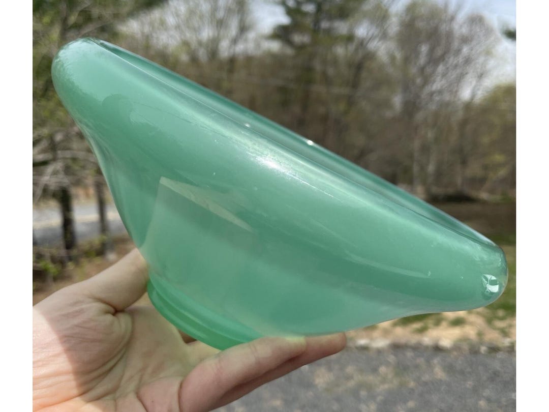 Vintage Fenton Jadeite Green Art Glass Console Display Bowl 20th C ...