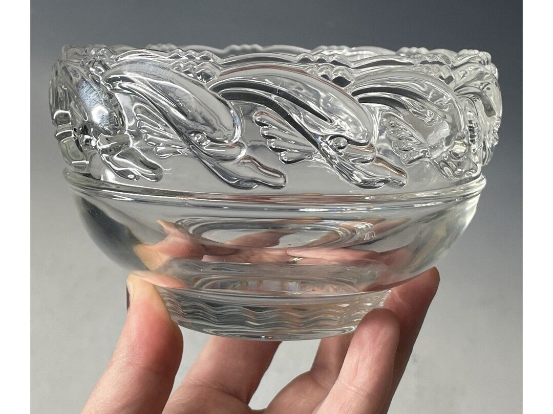 Vintage Tiffany & Co. Crystal Dolphins Modern Fish Bowl 5 1/8 Candy ...