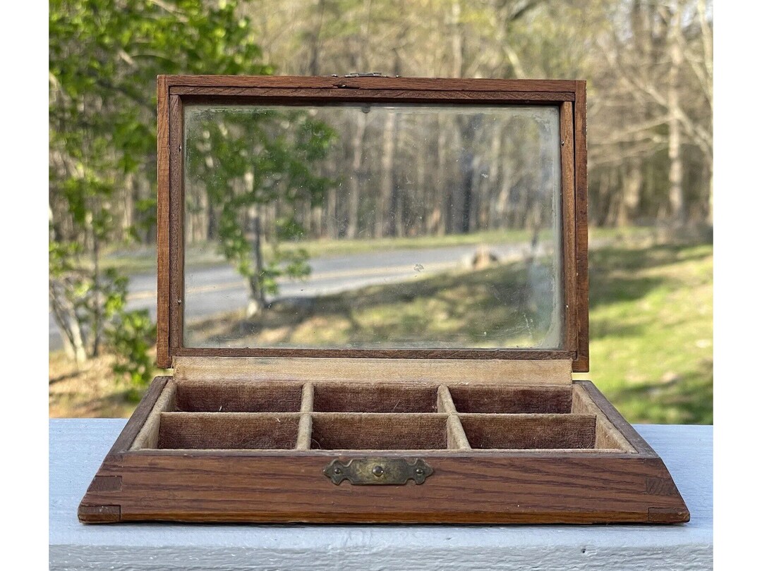 Antique Dovetailed Wood Glass Topped Display Box Salesman Case - Etsy