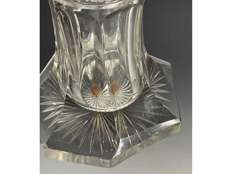 12" Antique American Brilliant Cut Cylindrical Glass Vase Victorian ...