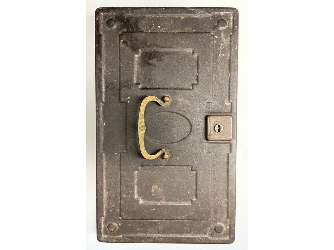 Antique Art Deco Early 20th C. Lock Box Strong Safe Metal Storage ...