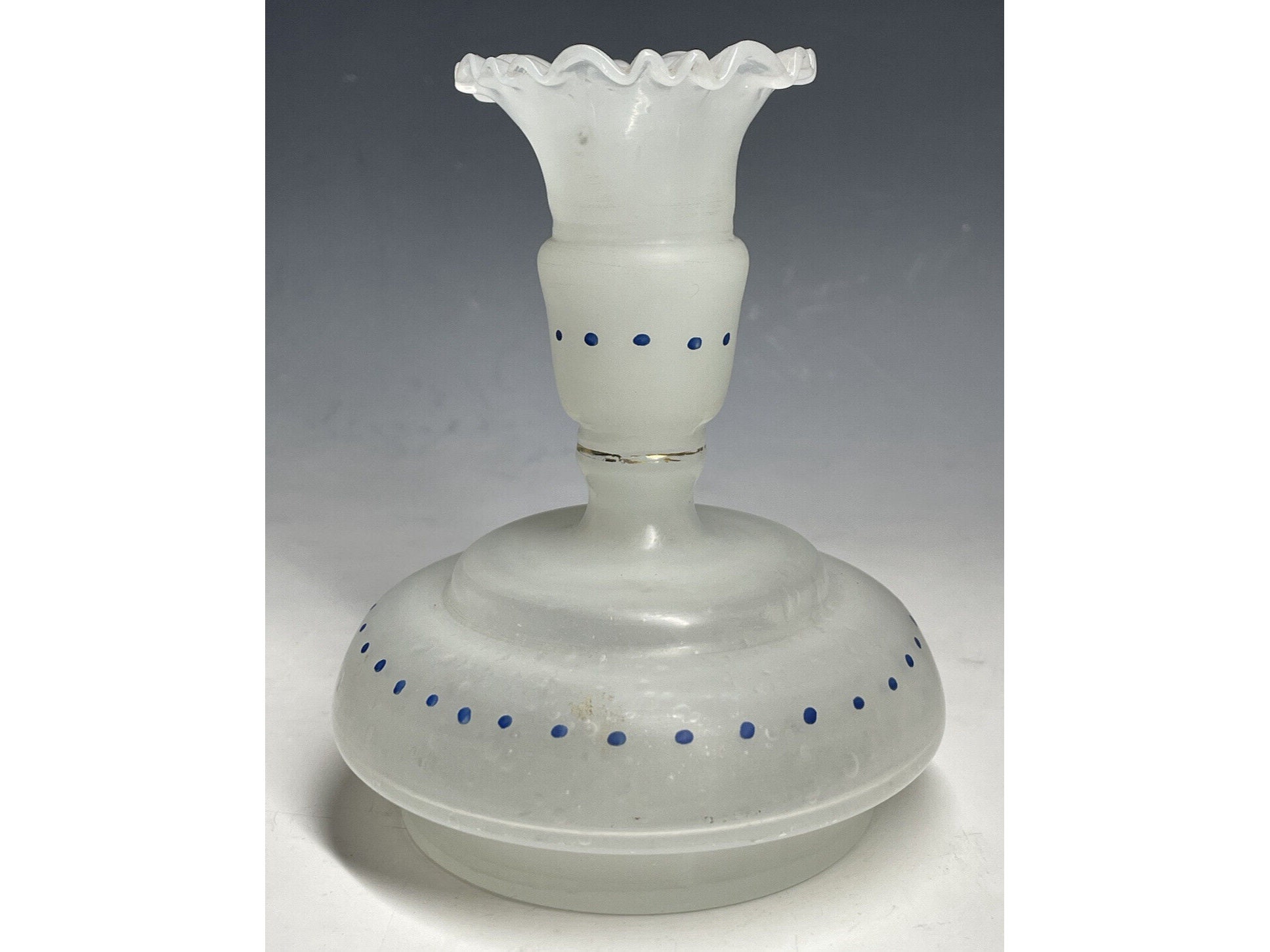 Antique Hand Blown Bristol Style Clambroth Frosted Glass Vase Ruffled Victorian - Etsy