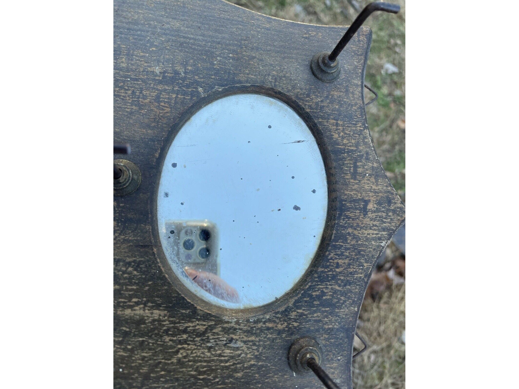 Antique 20th C. Shield W/ Bevel Glass Mirror Wall Grooming Plaque W ...