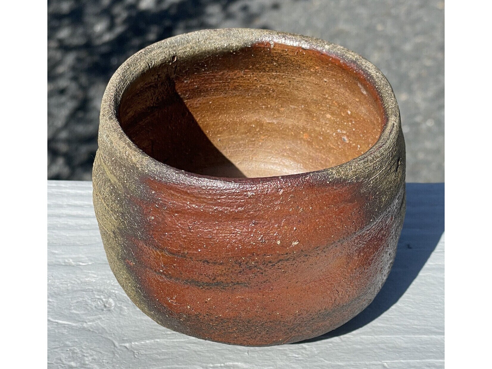 Vintage 20th C. Japanese Bizen Ware Pottery Ash Glaze Bowl Vase Teabowl ...