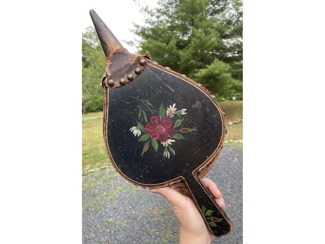 Antique - Vintage Primitive Rustic Style Wood Leather & Brass Fireplace ...