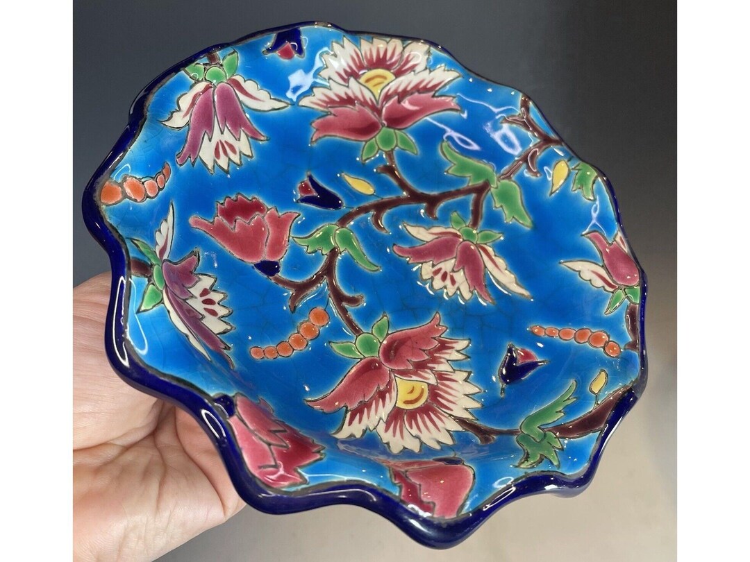 Vintage 1940's Longwy French Faience Enameled Dish 3467 5686 Art ...