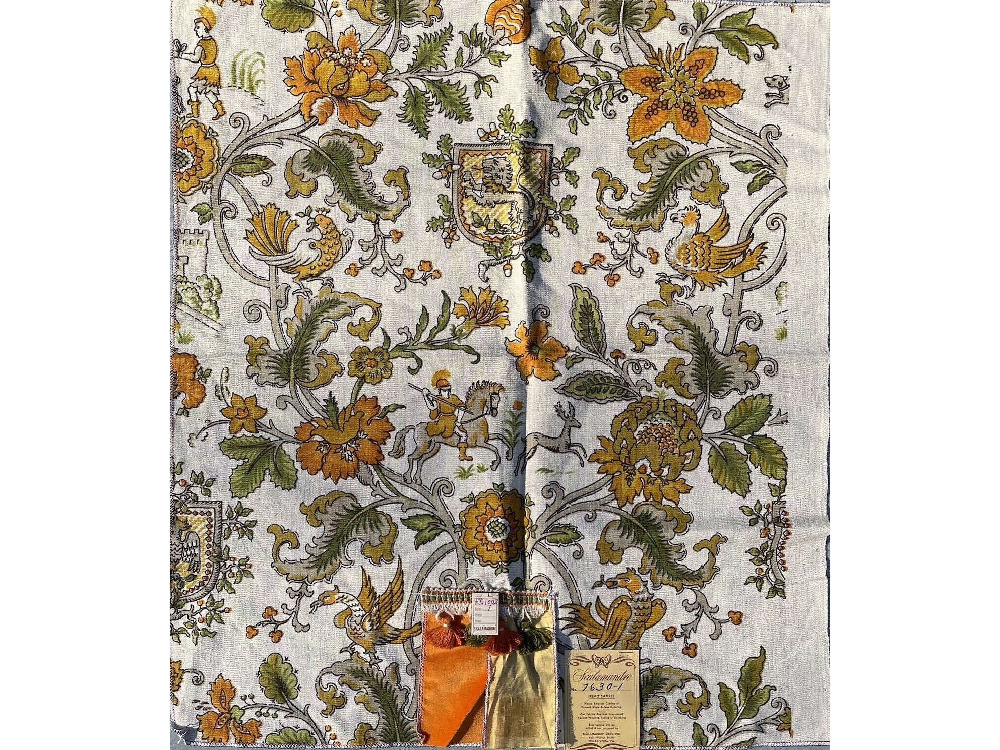Mid-century Modern Scalamandre Silks Sample Fabric Linen Crest Heraldic ...