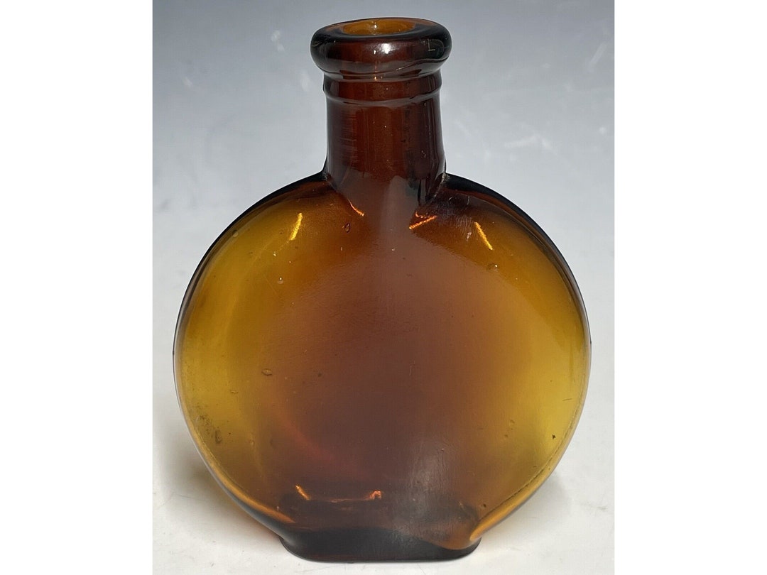 Antique Pumpkin Seed Amber Glass Pocket Whiskey Flask - Etsy