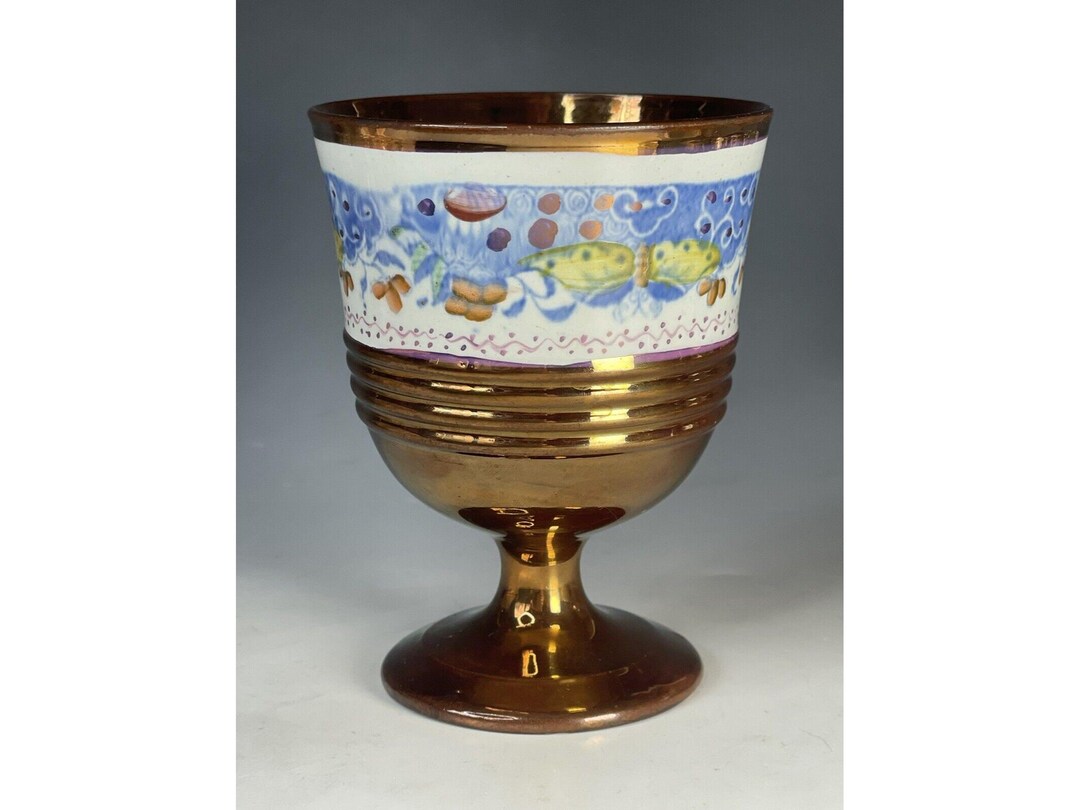 Antique English Copper Lustre Luster Goblet Cup 19th C. Ceramics - Etsy