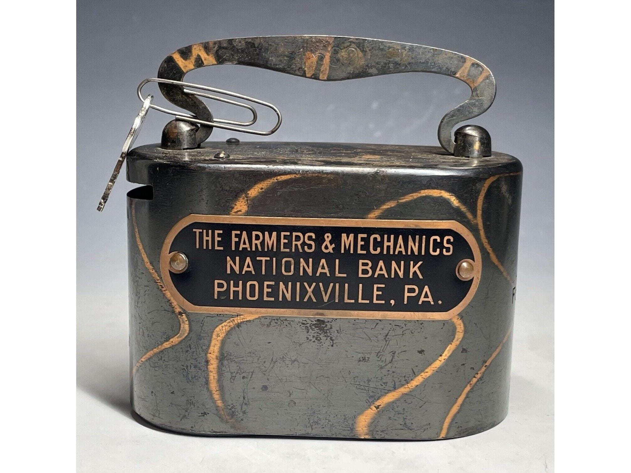 RARE Antique Arts & Crafts Era Coin Bank Advertising Copper Edwardian ...
