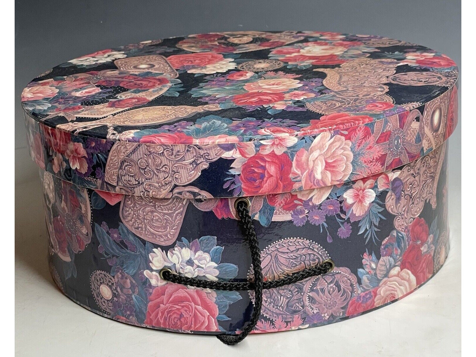 Vintage Floral Victorian Art Nouveau Style Contemp Cardboard Hatbox Tri Coastal - Etsy