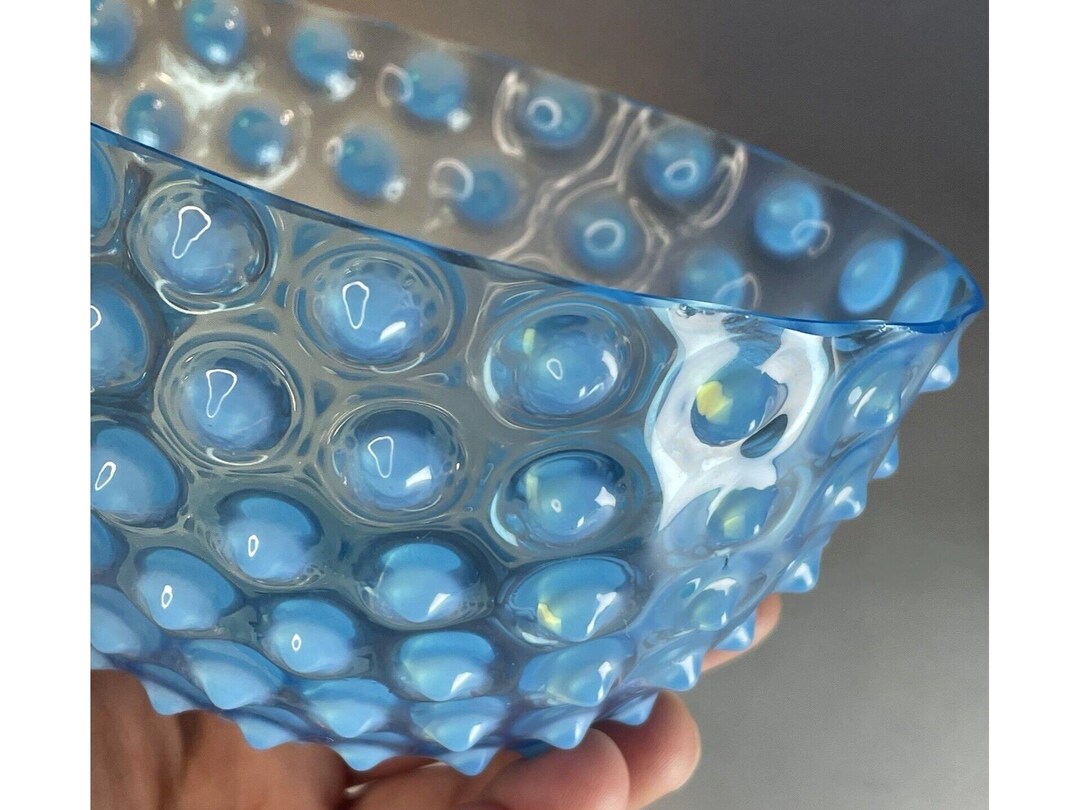 Antique Victorian Hobnail Blue Opalescent Glass Bowl 19th C. Decorative ...