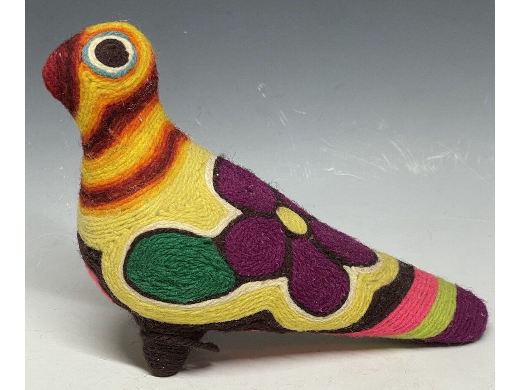 Vintage Huichol Mexican Folk Art Yarn String Bird Figurine Avian ...