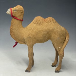 RARE Antique 2 Hump Putz German Nativity Camel Flocked Christmas Decor ...