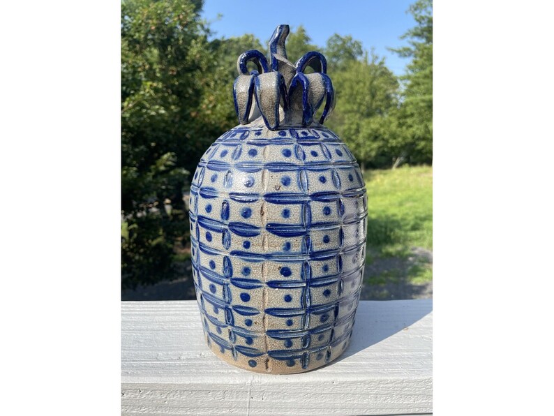 RARE Dave Eldreth Vintage Salt Glaze Grey Blue Stoneware Figural ...