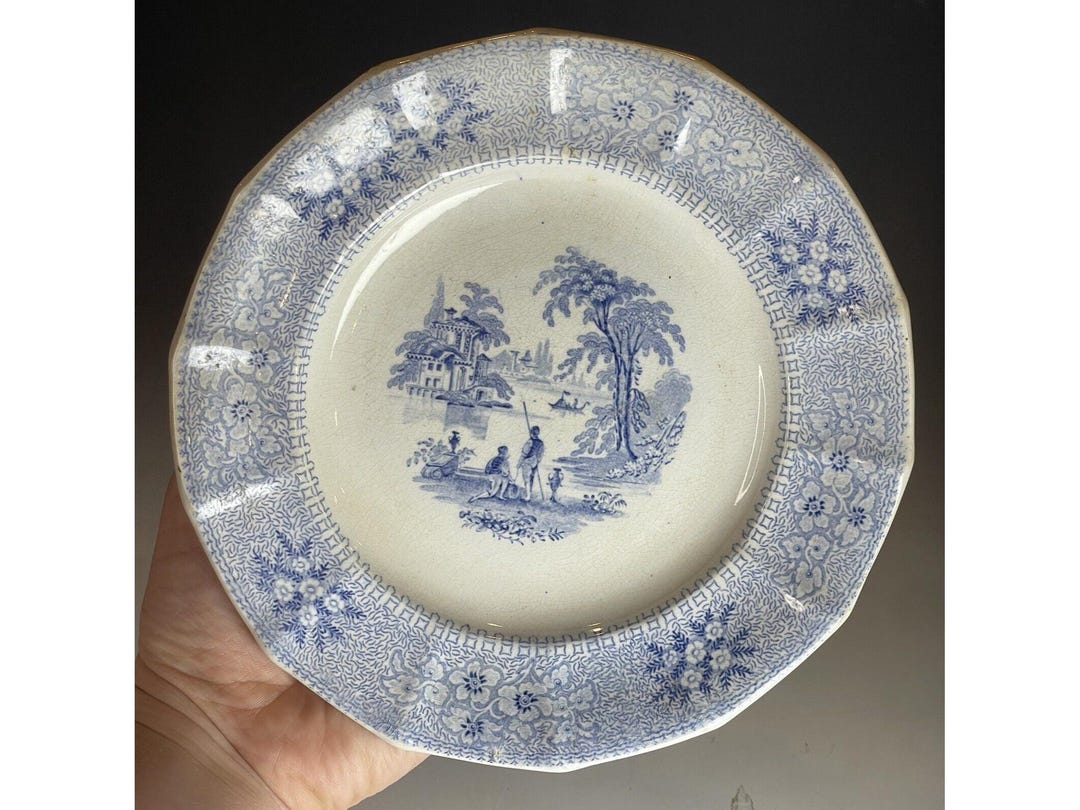 Antique Adams Blue Transfer 'persia' Pattern Plate Georgian - Victorian ...