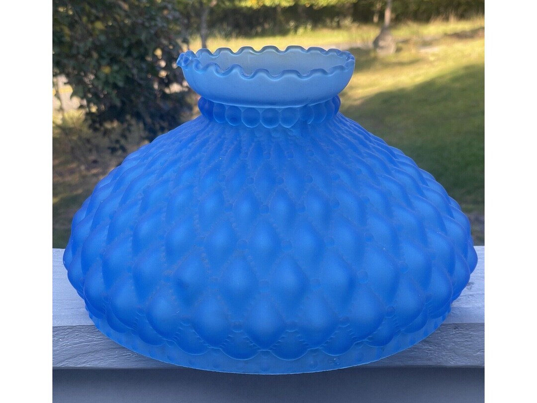 LARGE 10 Vintage Blue Diamond Quilted Satin Glass Lamp Shade 20th C. - Etsy