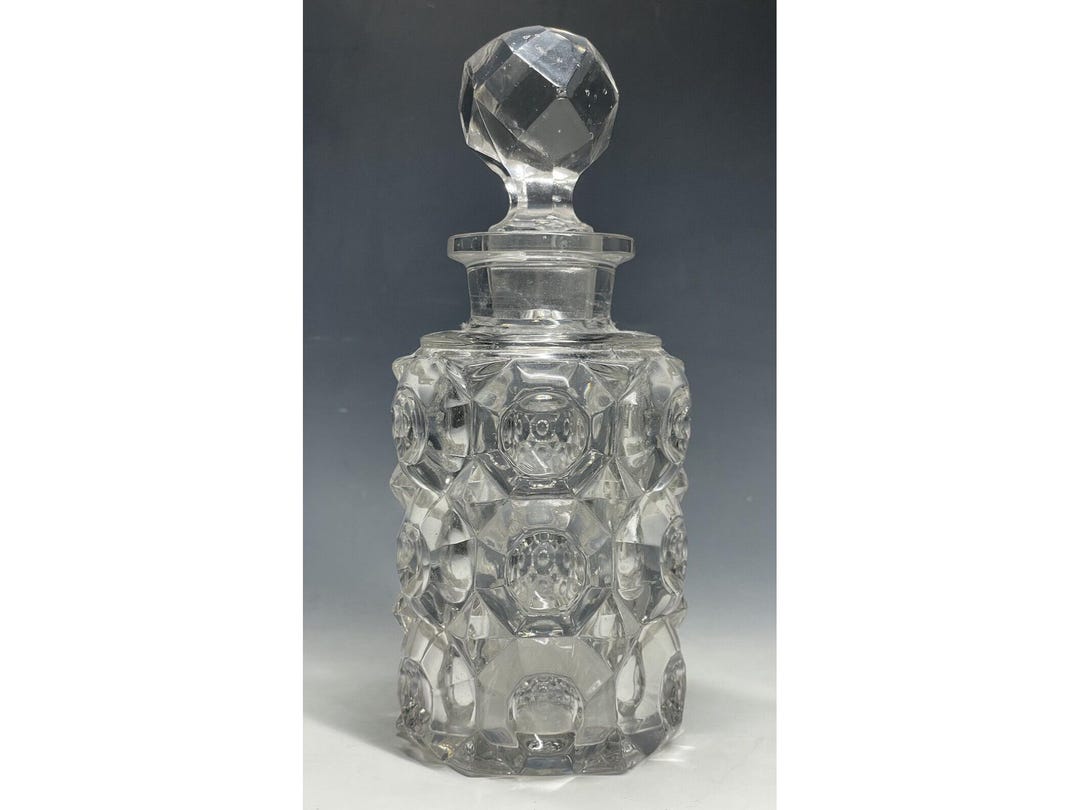 Antique Glass Decanter Jar Bottle Apothecary Spirits Pharmacy Prism ...