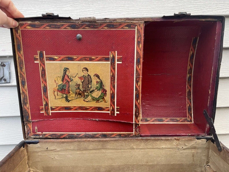 Antique Victorian Doll's Steamer Trunk Dome-top Toy Box - Etsy