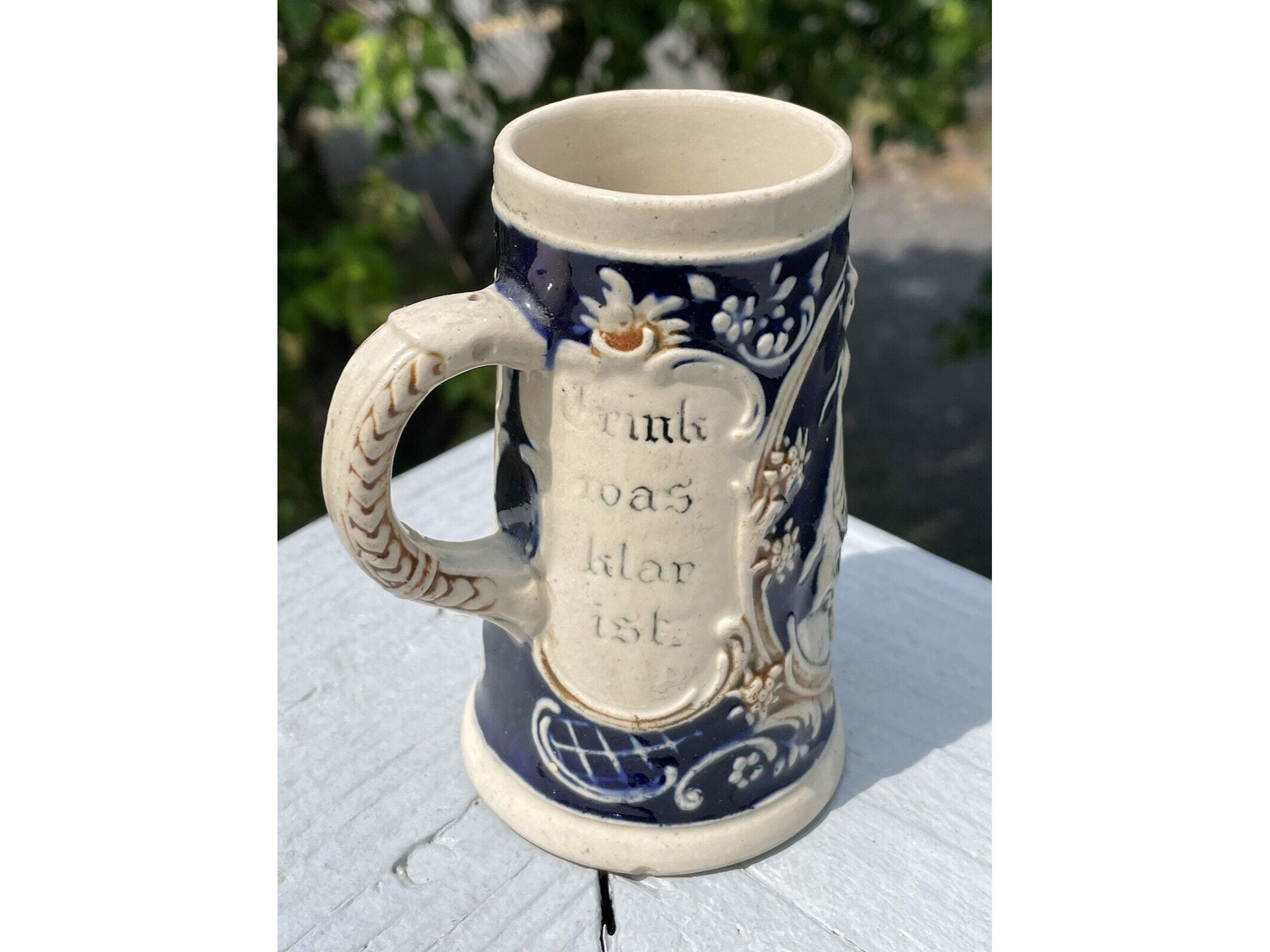 Antique Vintage Miniature German Beer Stein Cream & Blue - Etsy