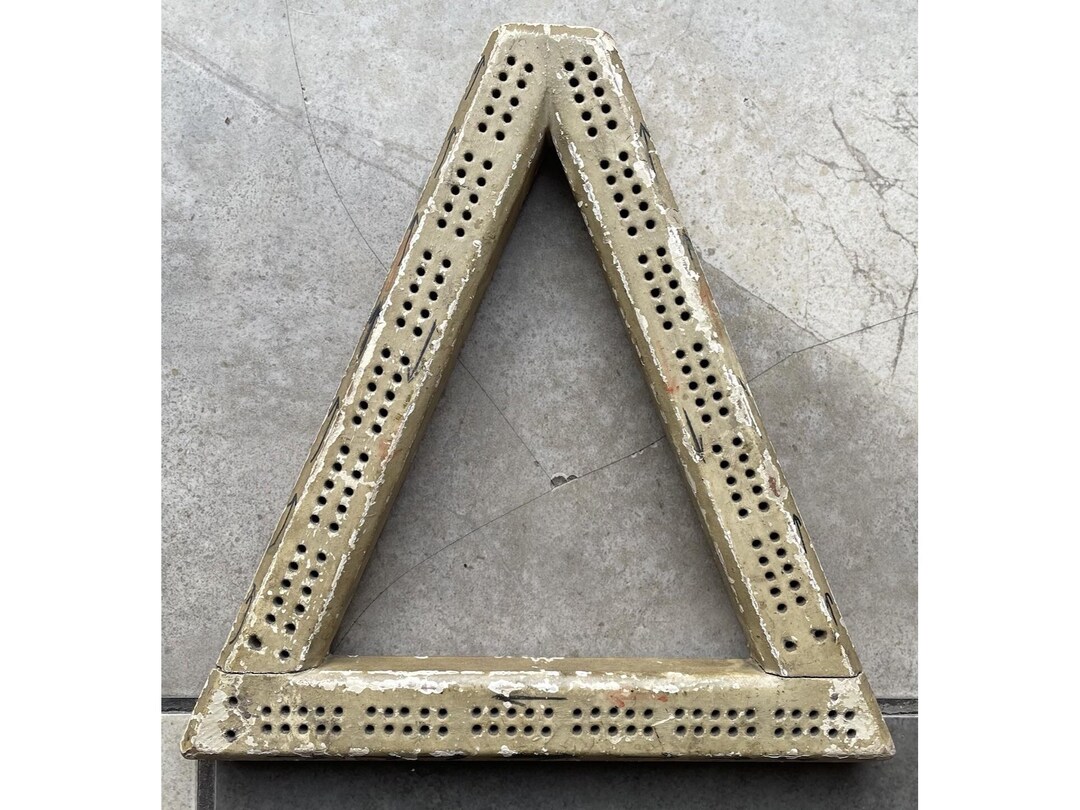 Antique Wooden Cribbage Board Triangle 19th C. Victorian Game Primitive ...