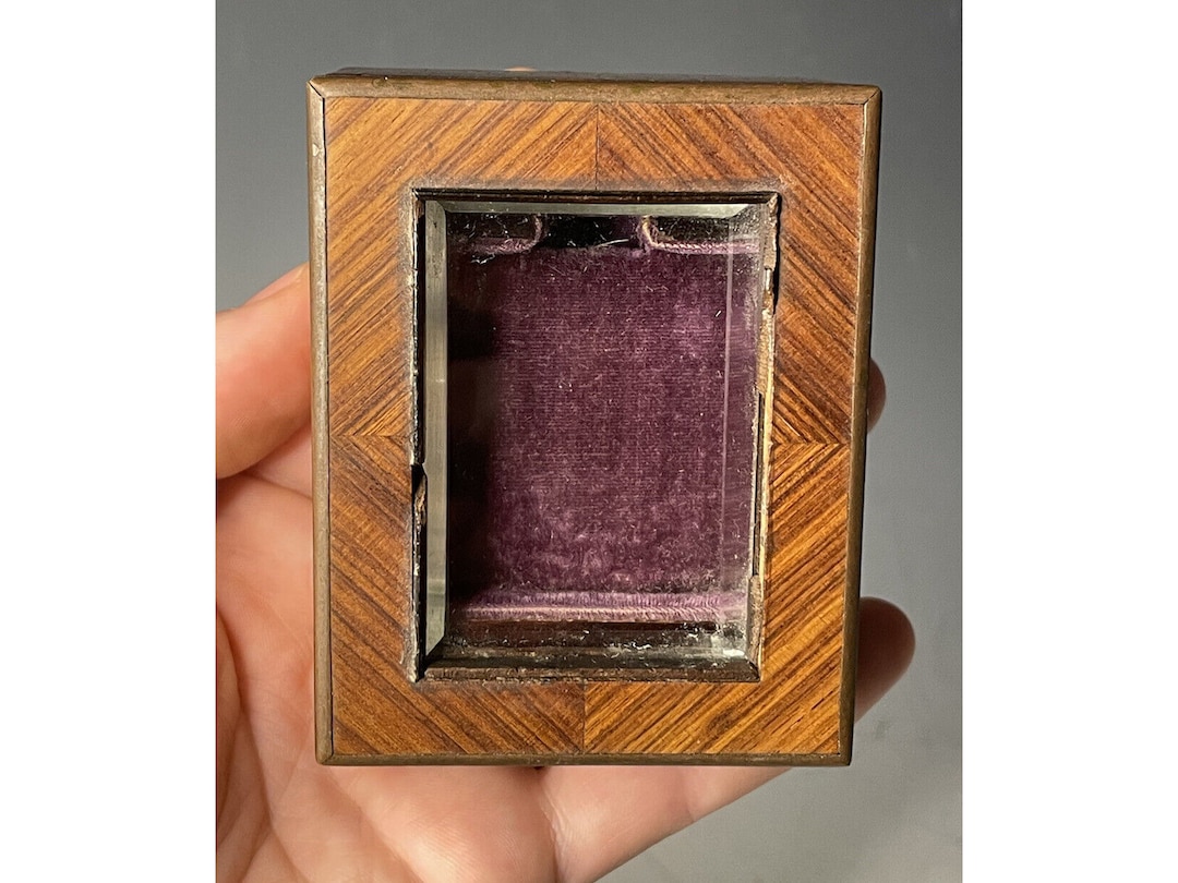 Antique 19th C. Napoleon III French Wood Glass Pocket Watch Jewelry Box ...