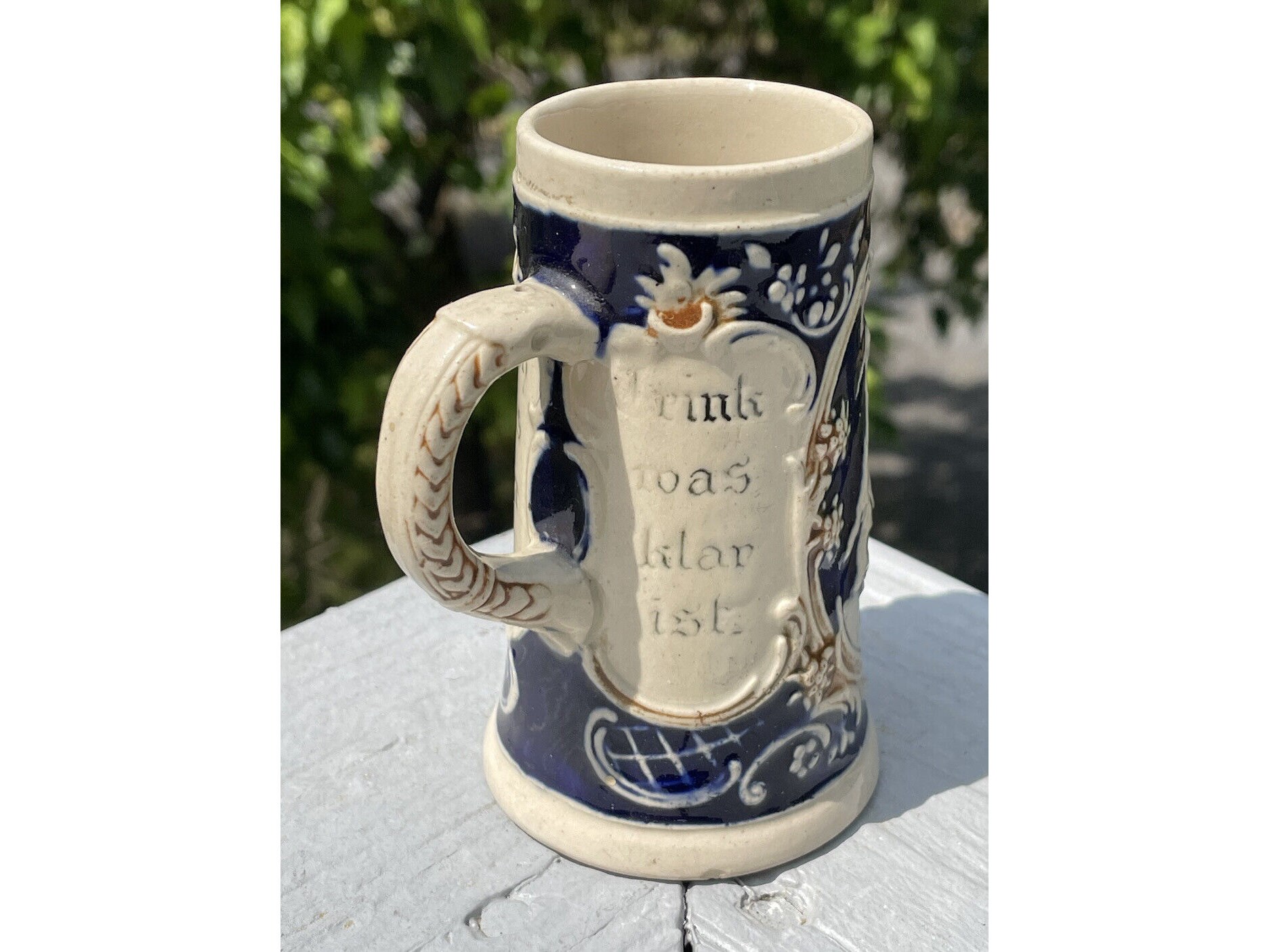 Antique Vintage Miniature German Beer Stein Cream & Blue - Etsy