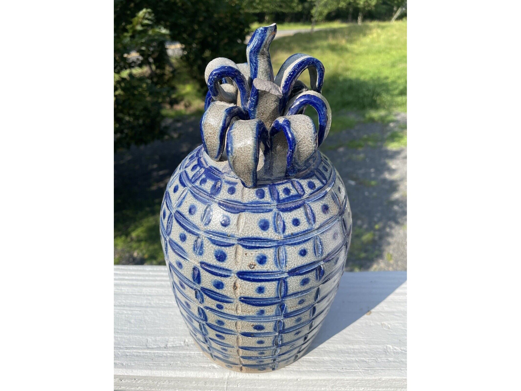 RARE Dave Eldreth Vintage Salt Glaze Grey Blue Stoneware Figural ...