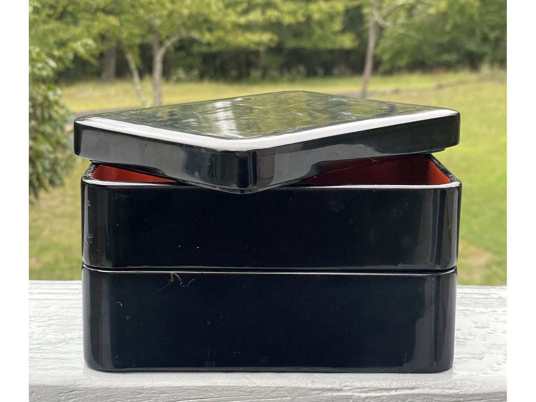 Vintage Black & Red Lacquer Bento Box Japanese Stacking Tier Storage ...
