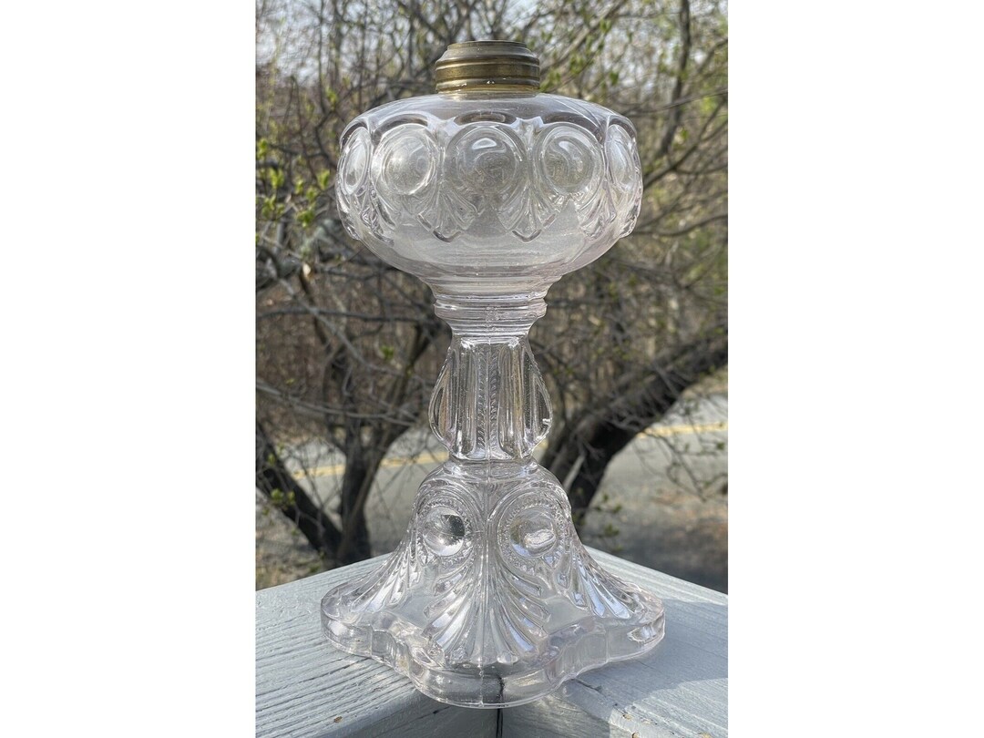 Antique 19th C. US Glass Oil Lamp Pattern #9865 - EAPG Bulls Eye ...