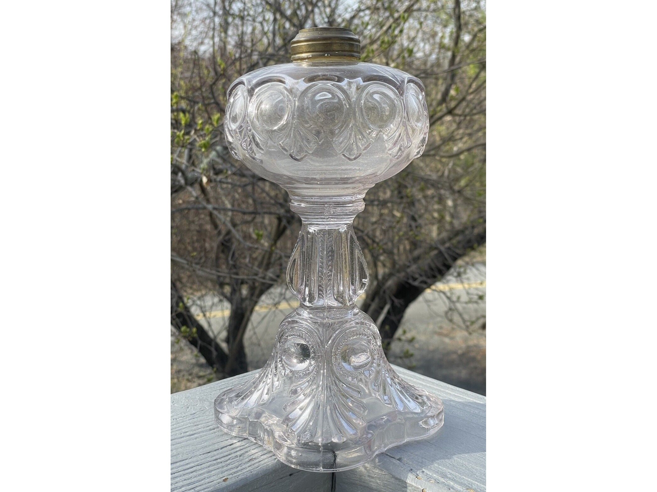 Antique 19th C. US Glass Oil Lamp Pattern 9865 EAPG Bulls Eye Victorian ...